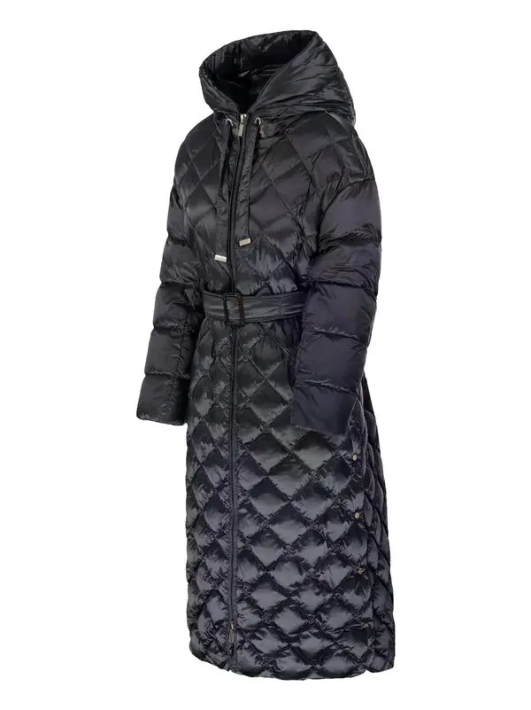 Max Mara Quilted Belted Coat - Grey