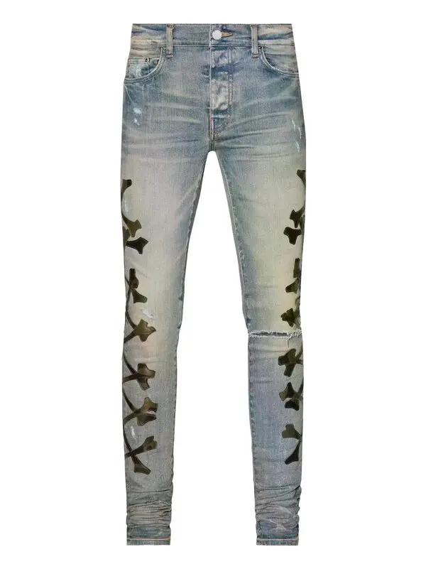Amiri Camo Bones Skinny Jeans - Blue