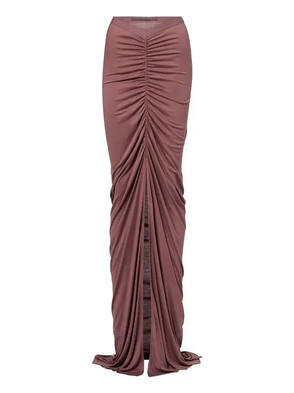 Rick Owens Ruched Jersey Maxi Skirt - Pink