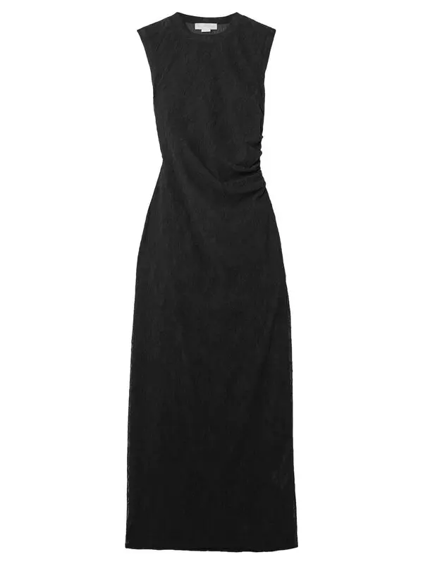 Stella McCartney Ruched Stretch Recycled Lace Maxi Dress - Black
