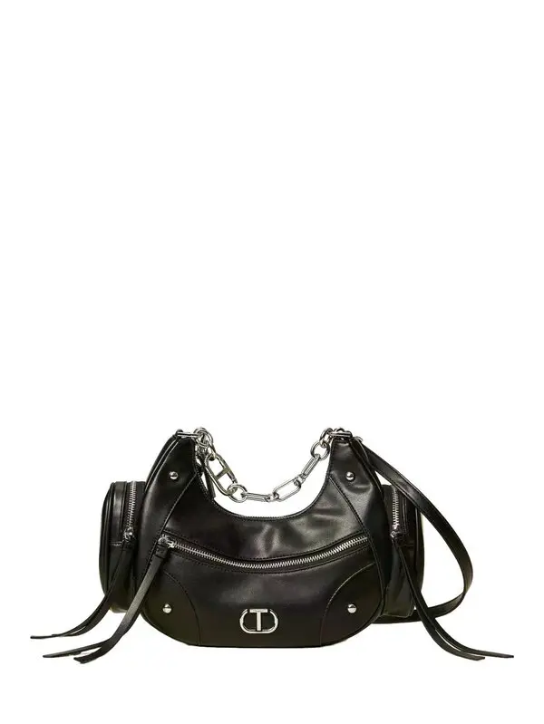 TWINSET Chain-trimmed Shoulder Bag - Black