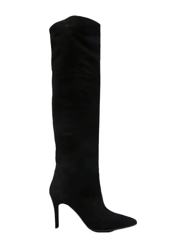 L'ARIANNA Suede Pointed-toe Knee-high Boots - Black