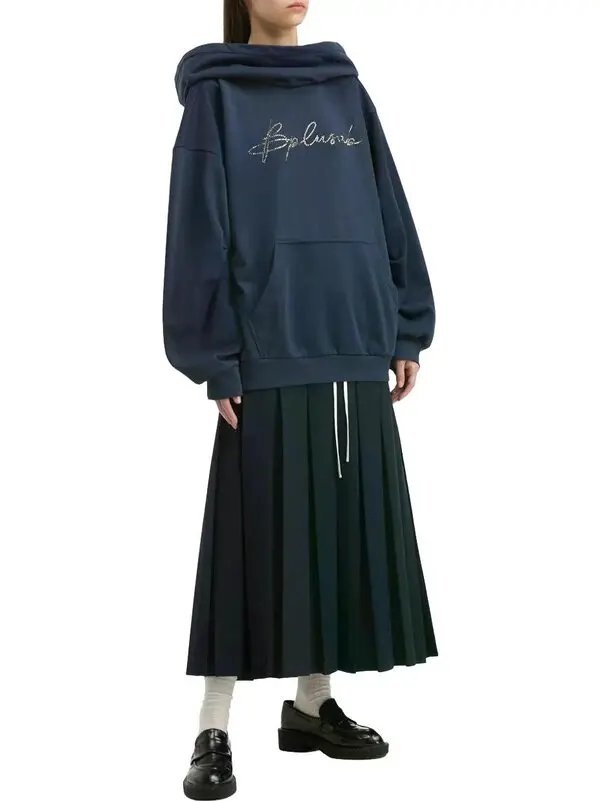 B+AB Embellished-logo Hoodie - Blue