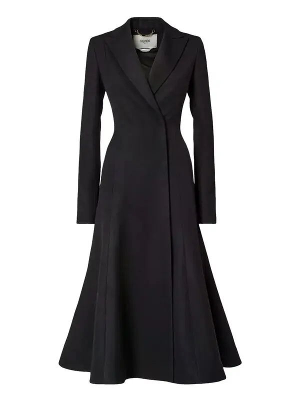 Fendi Grain-de-poudre Wool Coat - Black