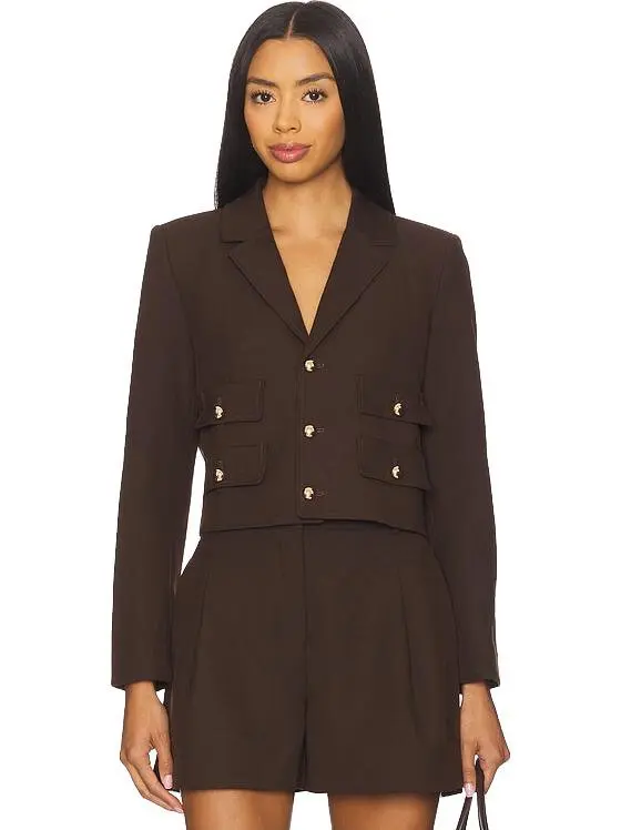 KARINA GRIMALDI Marie Cropped Blazer In . Also - Chocolate