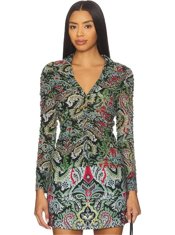 Alice + Olivia Portia Ruched Top In . Also - Multi