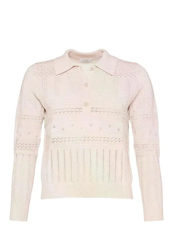 ERES Charmeur Pointelle Knit Polo Sweater - Pink