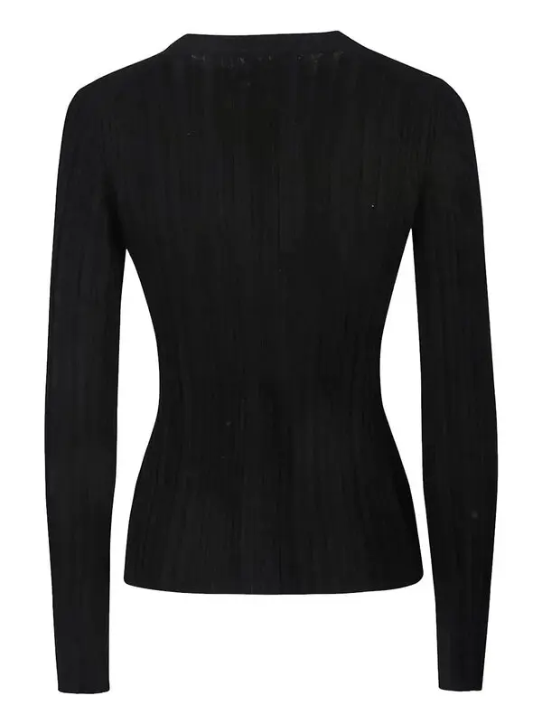LOULOU Name Elsa Ribbed Silk Top - Black