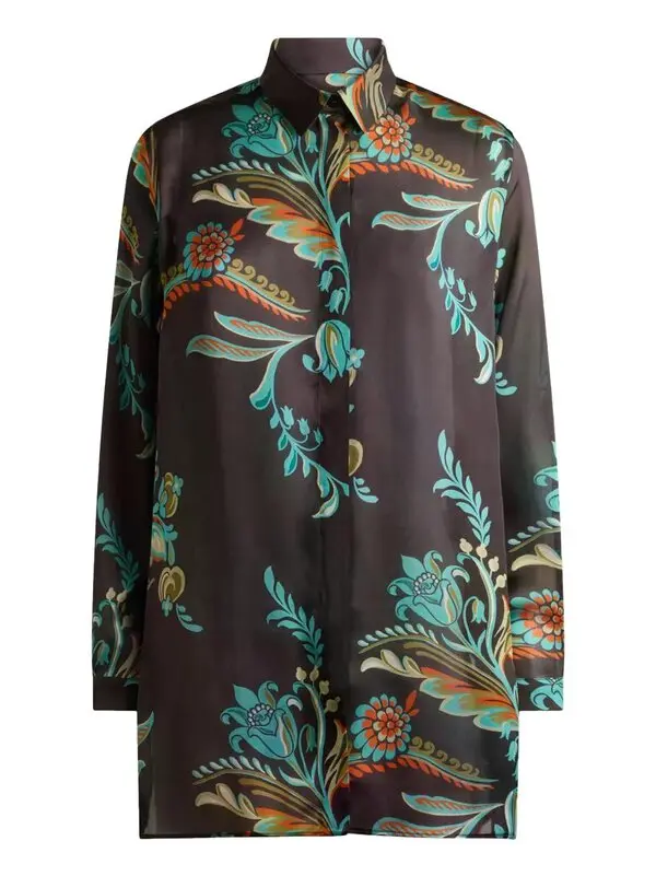 Etro Long-sleeve Floral Print Shirt - Brown