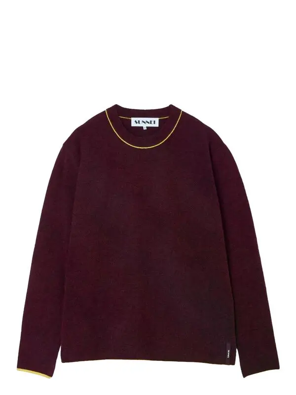 Sunnei Round Neck Long Sleeve Sweater With Yellow Trim - Red
