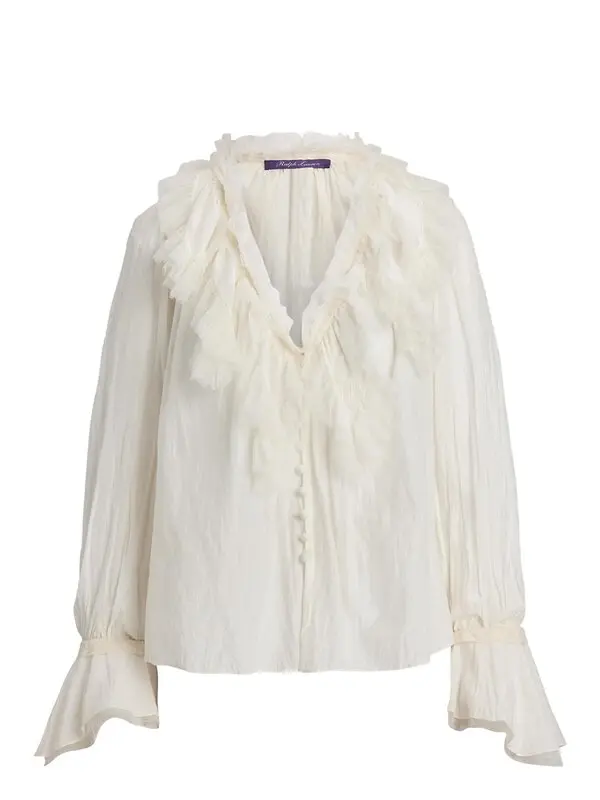 Ralph Lauren Kensley Cotton-silk Voile Blouse - Ivory