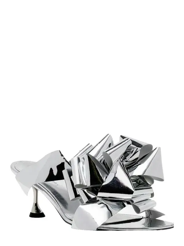 Proenza Schouler Tone Bow Embellishment Heeled Sandals - Silver