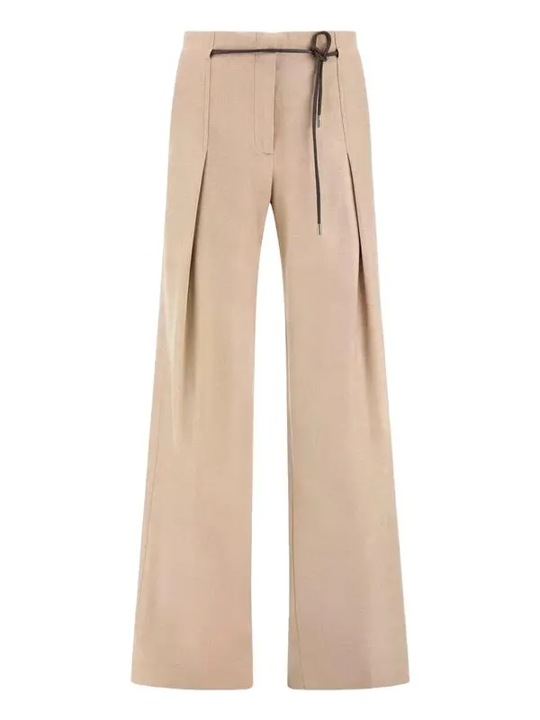 Herno Belted Pleated Wide-leg Trousers - Brown