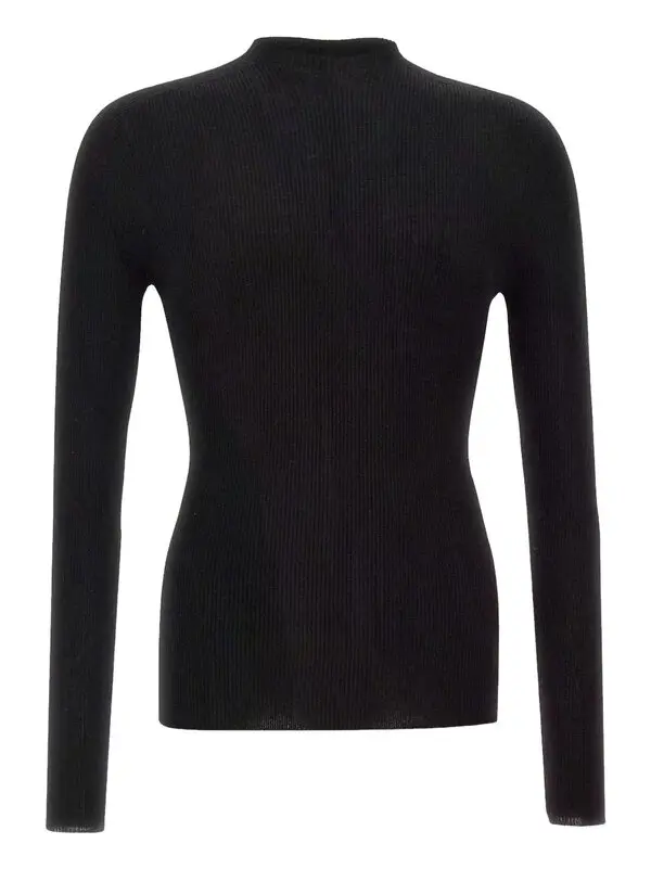 HELIOT EMIL Isotropy Ribbed Mock Neck Sweater - Black