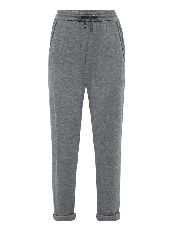 Brunello Cucinelli Cotton-silk French Terry Drawstring Sweatpants - Grey