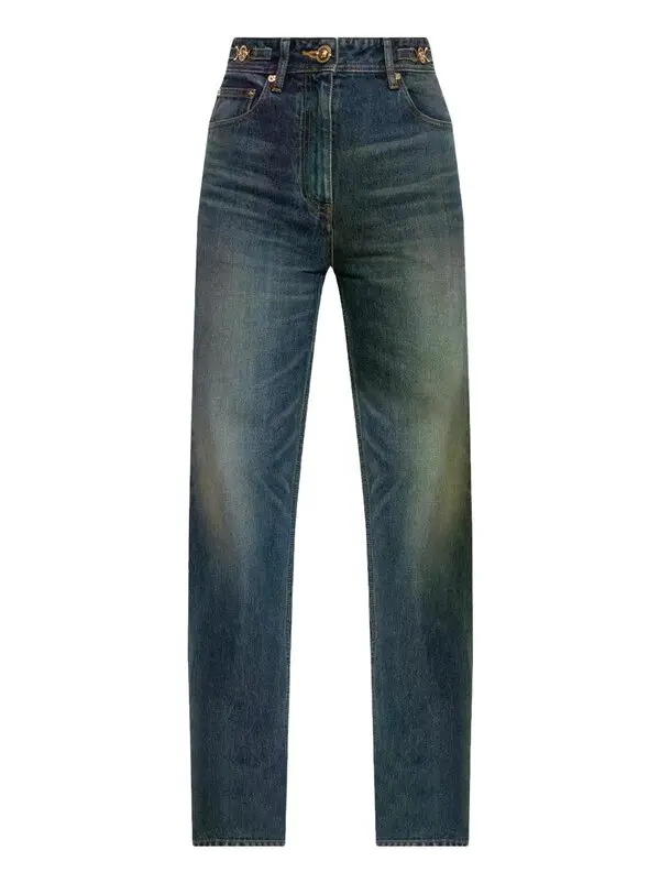 Versace Plaque Detailed Jeans - Blue