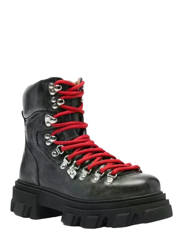 GANNI Lace-up Lug-sole Boots - Brown