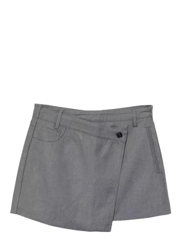 B+AB Wrap Skirt With Button Fastening - Grey