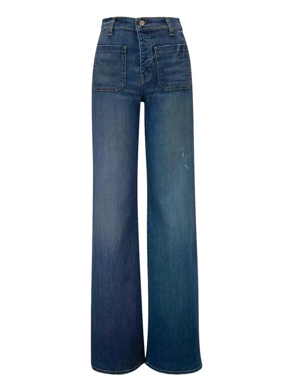 NILI LOTAN Patch Pocket Wide-leg Jeans - Blue