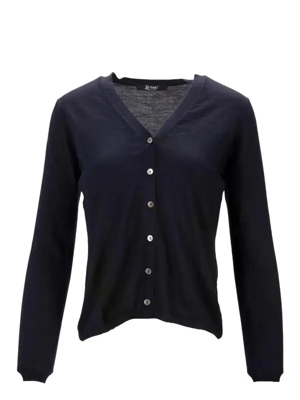 LA ROSE V-neck Cardigan With Front Button Fastening - Blue