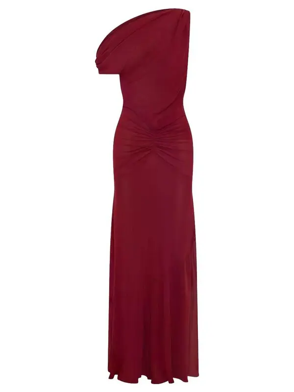 NICHOLAS Elza One-shoulder Ruched Maxi Dress - Red