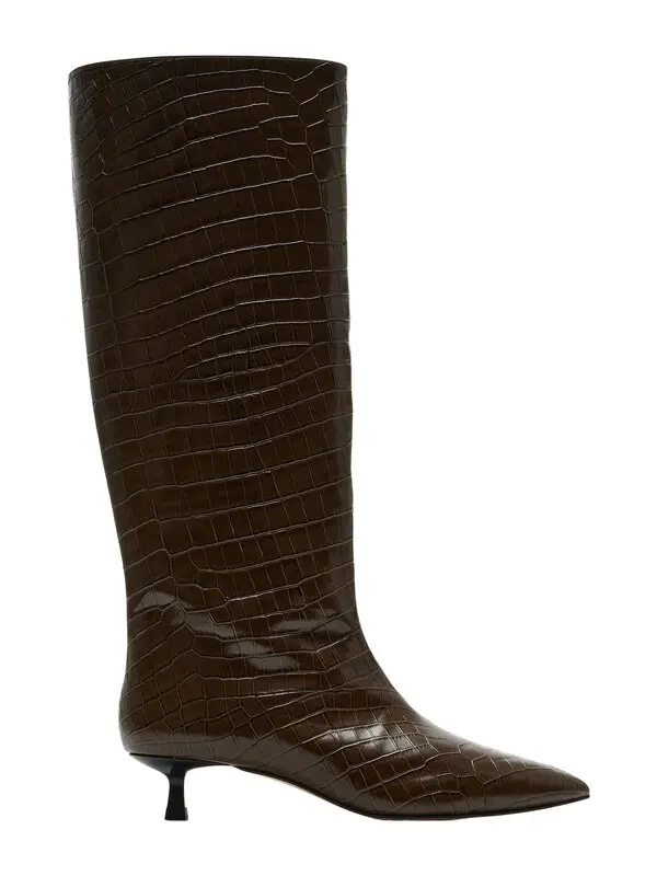 Freda Salvador Robyn Croc-effect Leather Knee Boots - Brown