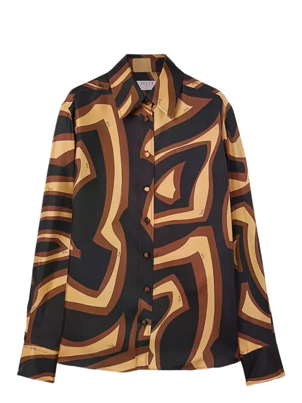 Emilio Pucci Labirinto-print Silk Twill Shirt - Black