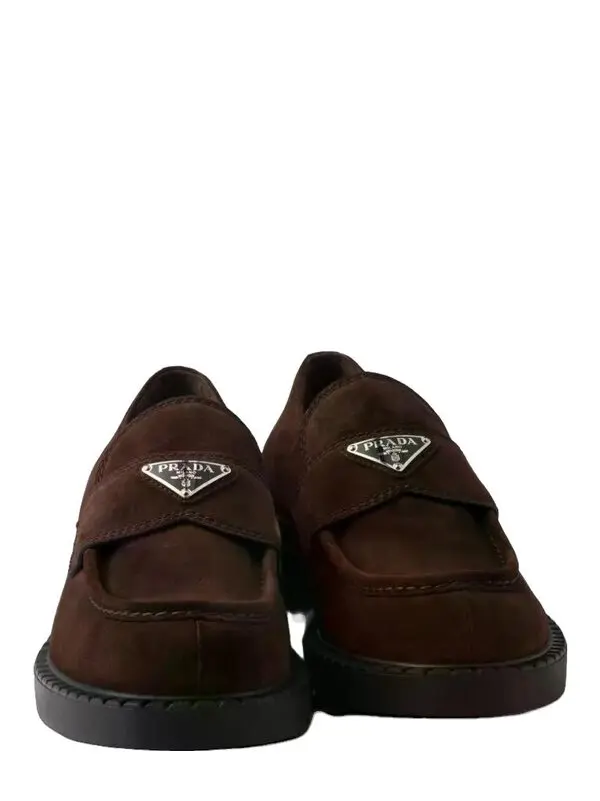 Prada Chocolate Triangle-logo Loafers - Brown
