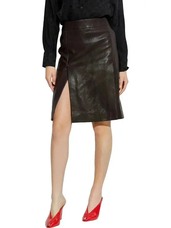 FERRAGAMO Leather Mini Skirt - Brown