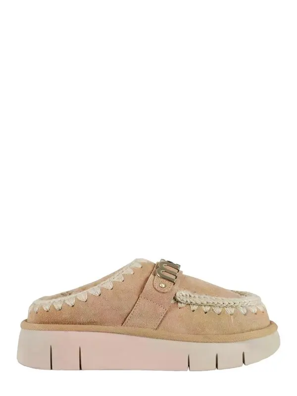 Mou Bounce Sheepskin Mules With Shearling Trim - Neutrals