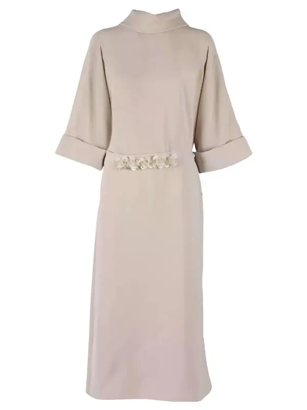 P.a.r.o.s.h Embellished Belt Midi Dress - Neutrals