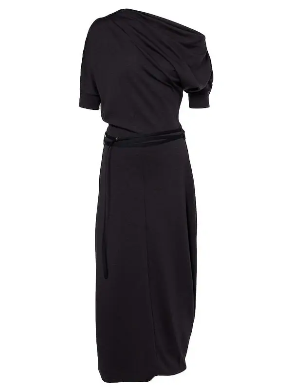 LEMAIRE Twisted Hem Jersey Midi Dress - Grey