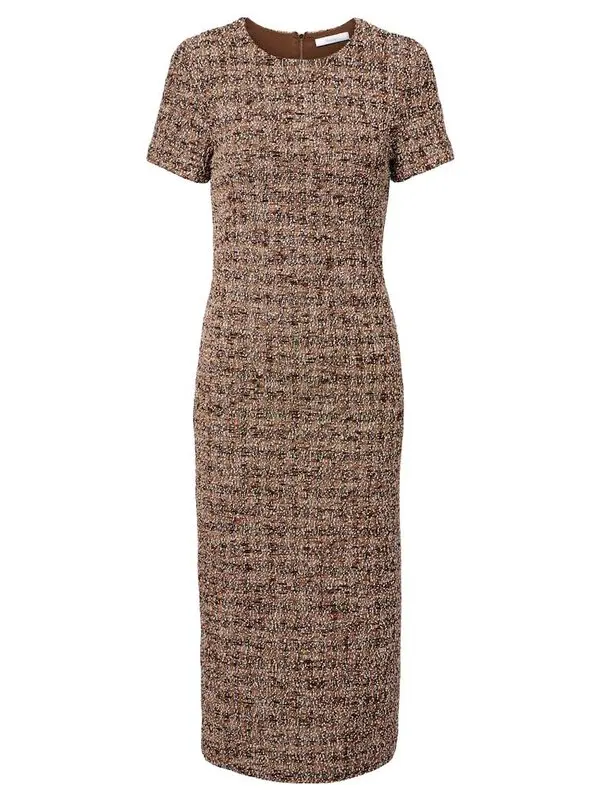 Max Mara Giugno Cotton And Wool-blend Midi Dress - Brown