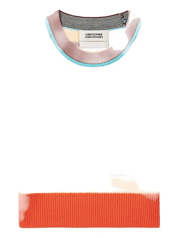 Christopher John Rogers Striped Brushed Merino Wool-blend Sweater - Orange