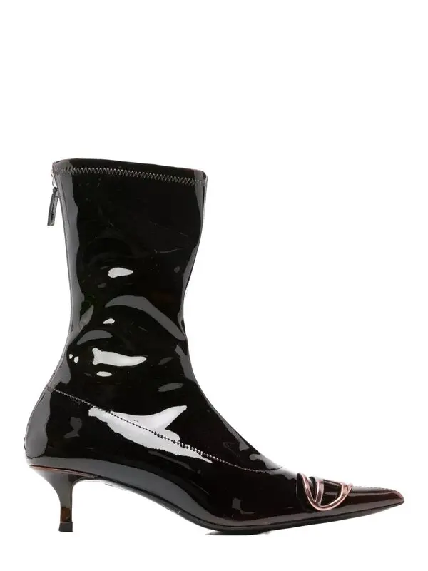 DIESEL® Logo-plaque Heeled Boots - Red