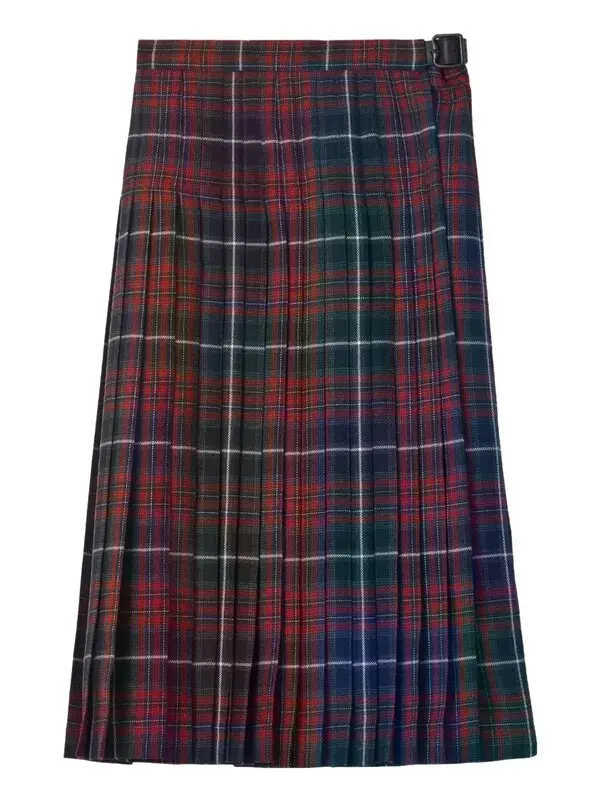 Burberry Tartan-check Pleated Midi Skirt - Red