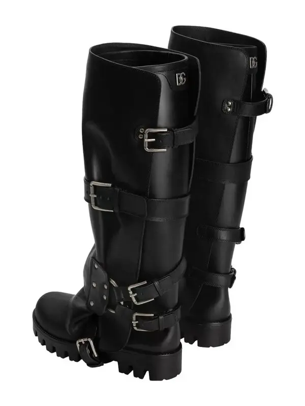 Dolce & Gabbana Buckled Biker Boots - Black