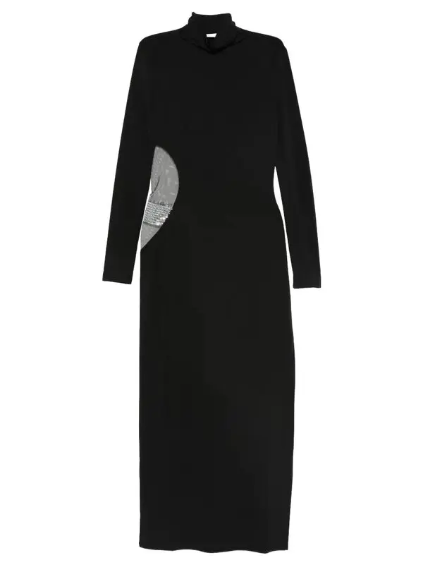 Patrizia Pepe High-neck Rhinestone Embellished Maxi Dress - Black