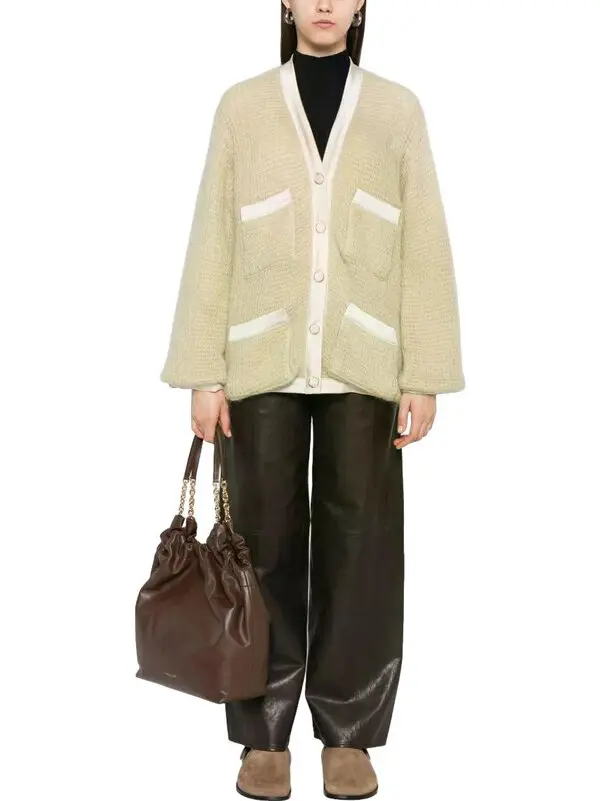 FORTE_FORTE Waffle-knit Pocket Cardigan - Green