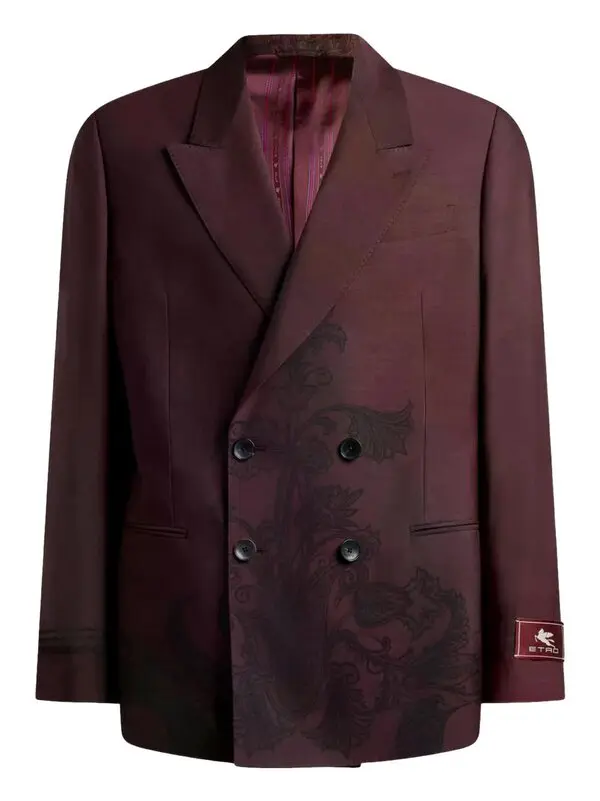 Etro Paisley-motif Double-breasted Jacket - Grey
