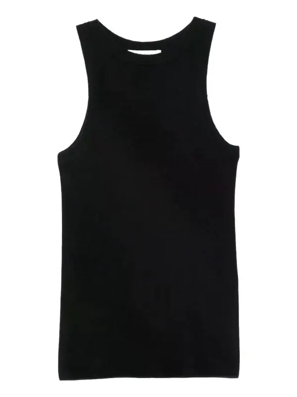 Co Collection Ribbed Crew Neck Sleeveless Top - Black