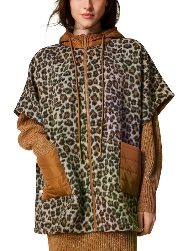 TWINSET Leopard Print Hooded Jacket - Brown