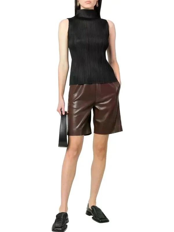 Issey Miyake Sleeveless High Neck Top - Black