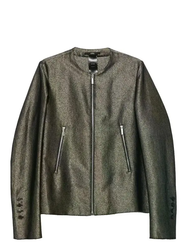 SAPIO Metallic Frayed-edge Jacket - Grey