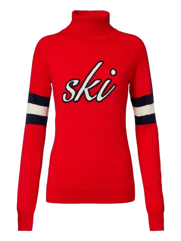 Perfect Moment Merino Wool Ski Turtleneck Sweater - Red