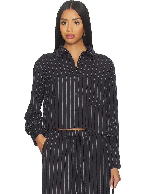 BOBI Boxy Button Front Shirt - Black