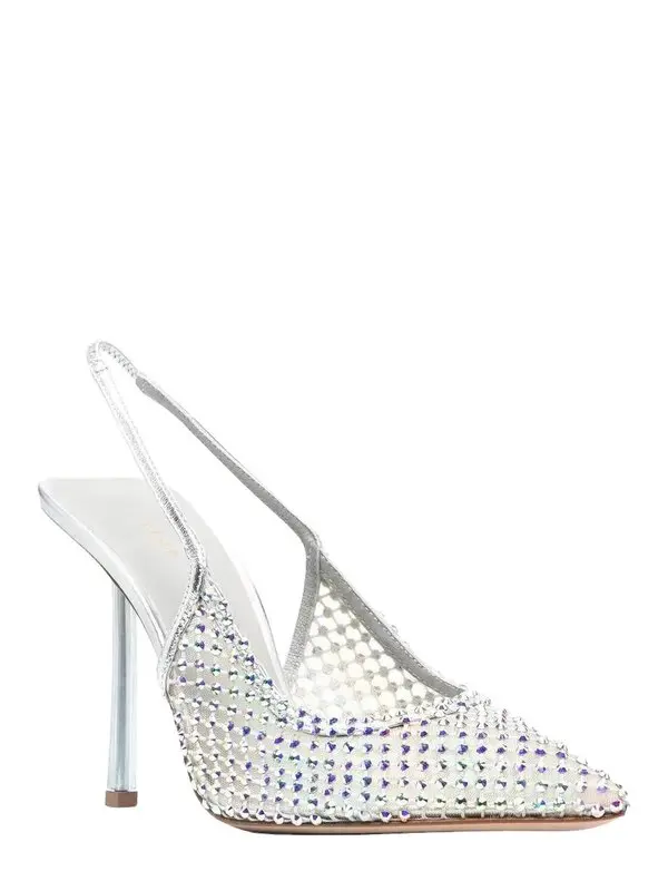 LE SILLA Crystal-embellished Slingback Pumps - Silver