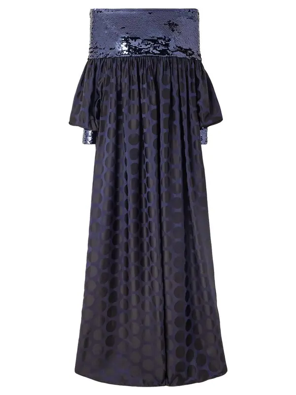 DIMA AYAD Embellished Polka Dot Gown - Blue