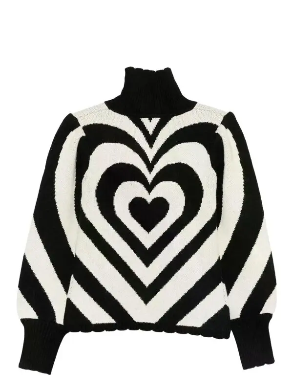 Farm Rio Heart Pattern High Neck Sweater - Black