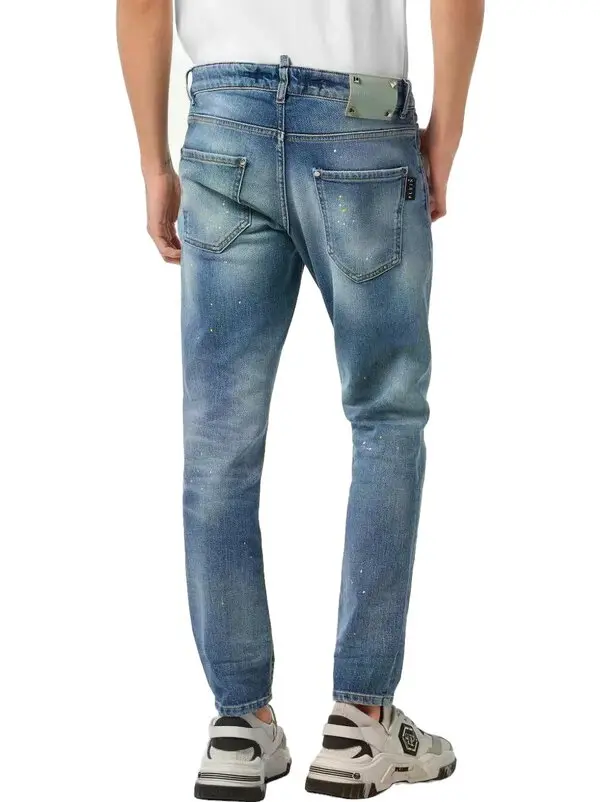 Philipp Plein Paint Splatter Distressed Jeans - Blue
